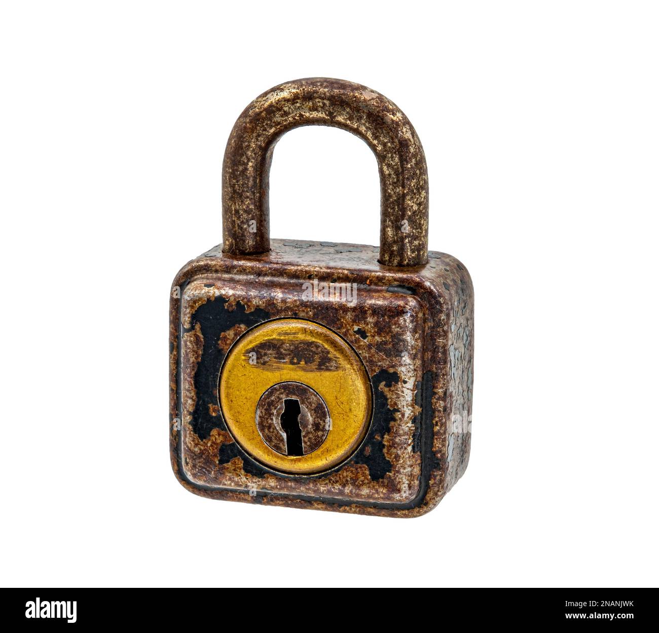 old rusty lock on white background Stock Photo - Alamy