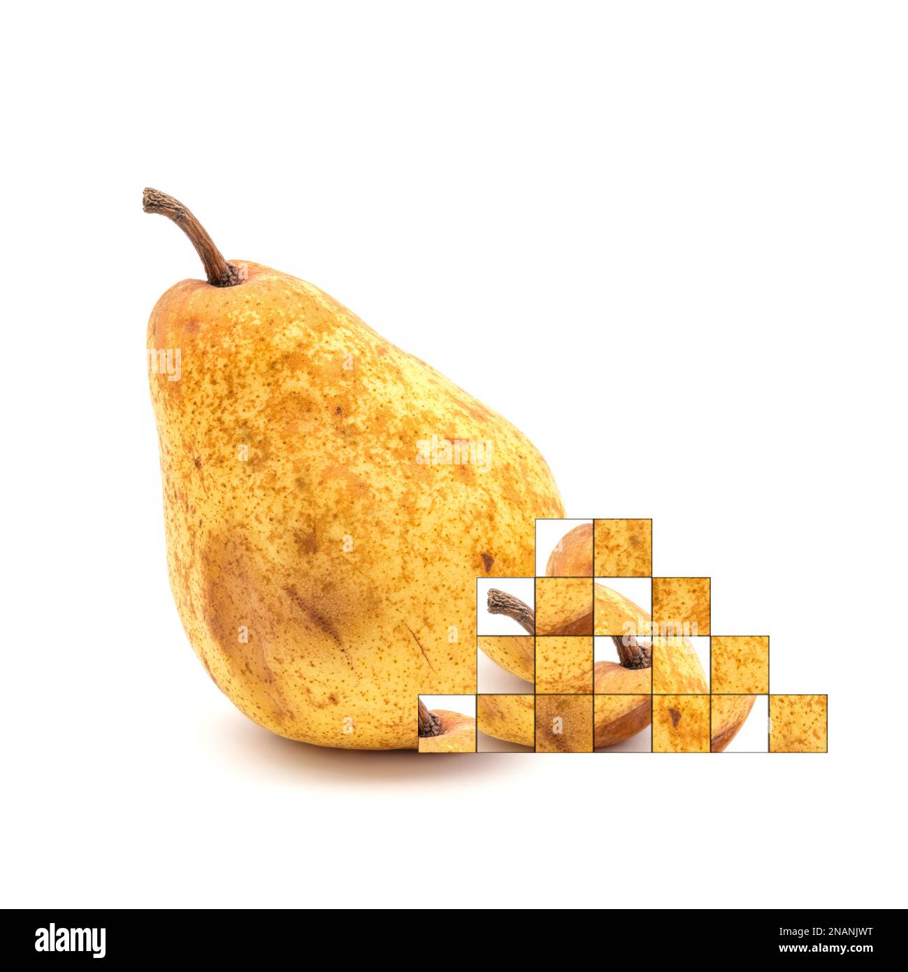 Very ripe Conference pear (Pyrus communis) isolated on the white ...