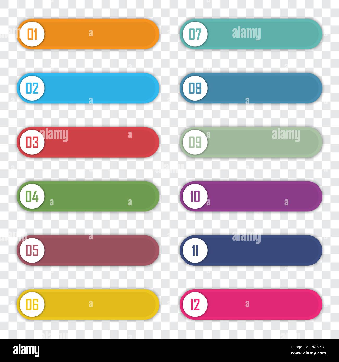 Set of number bullet point 1 to 12. Infographic elements template ...