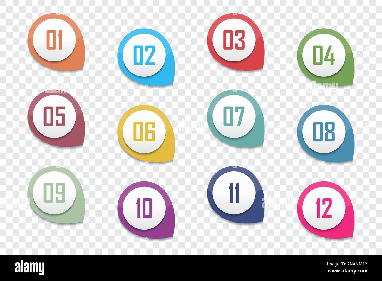 Set of number bullet point 1 to 12. Vector illustration Stock Vector Image & Art - Alamy