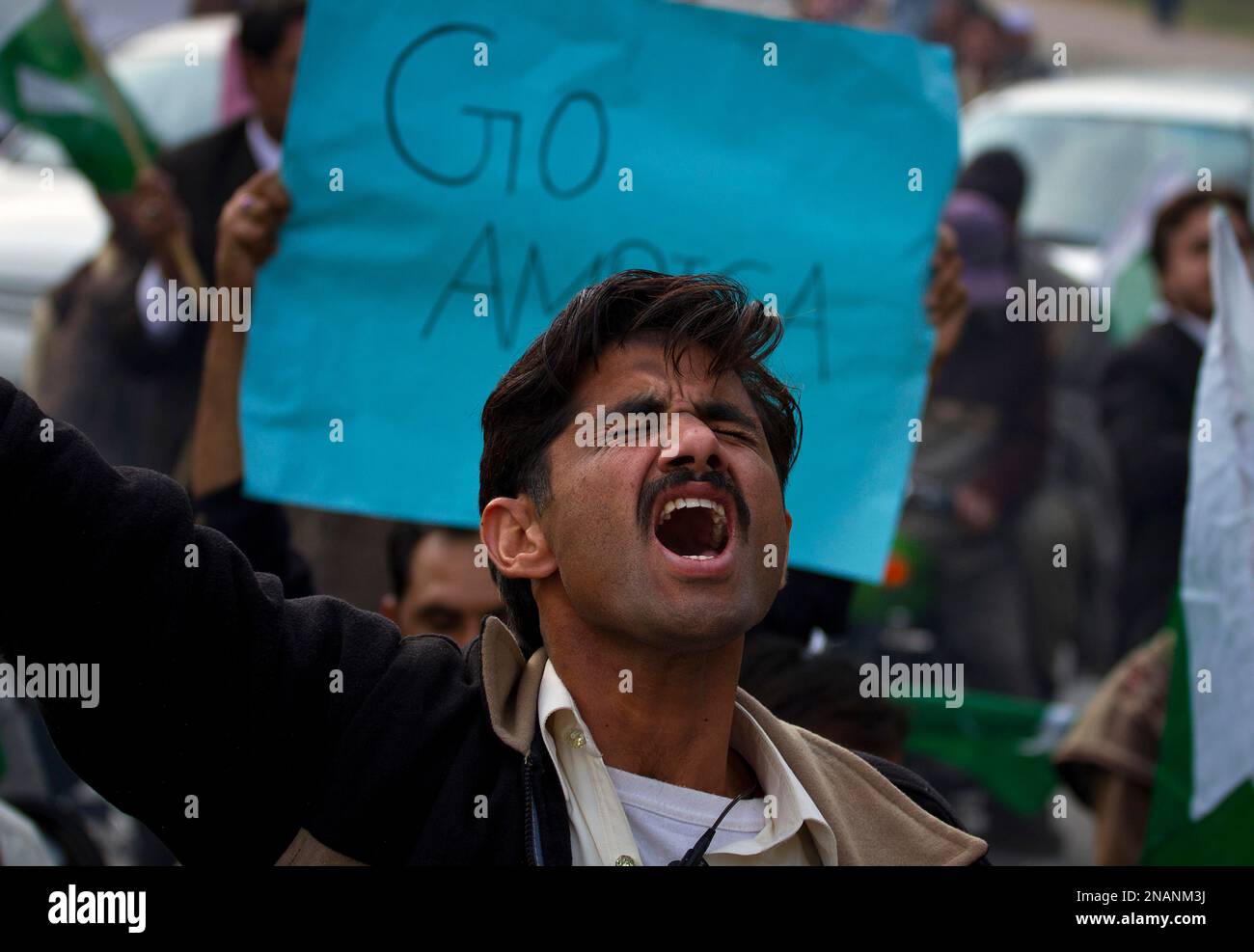 A Pakistani chants slogans during an anti NATO rally in Islamabad ...