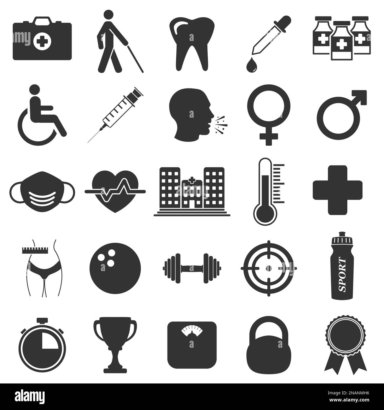 Set of sport and health icons in simple design. Vector illustration ...