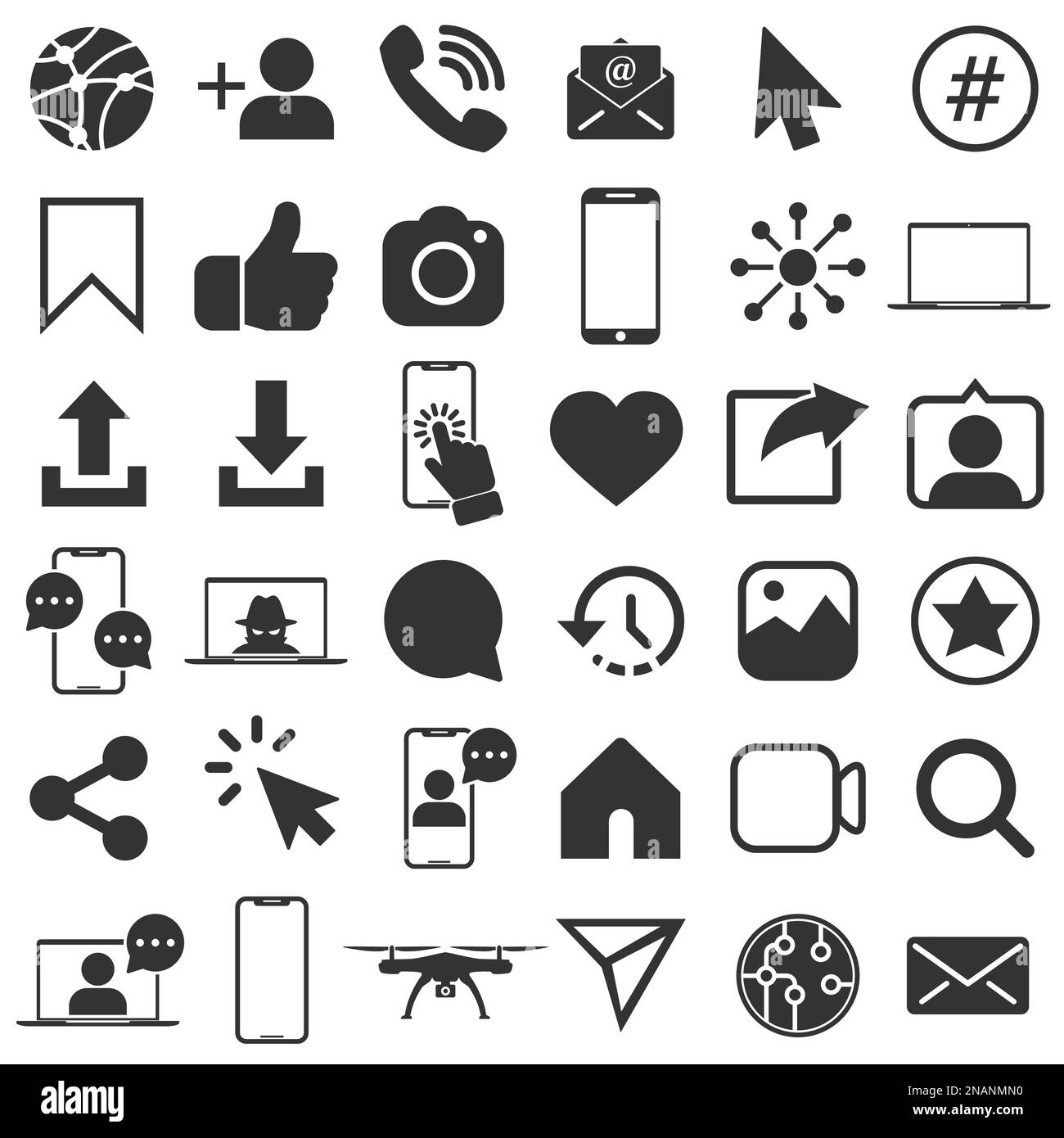Set of internet and social media icons in simple design. Vector ...