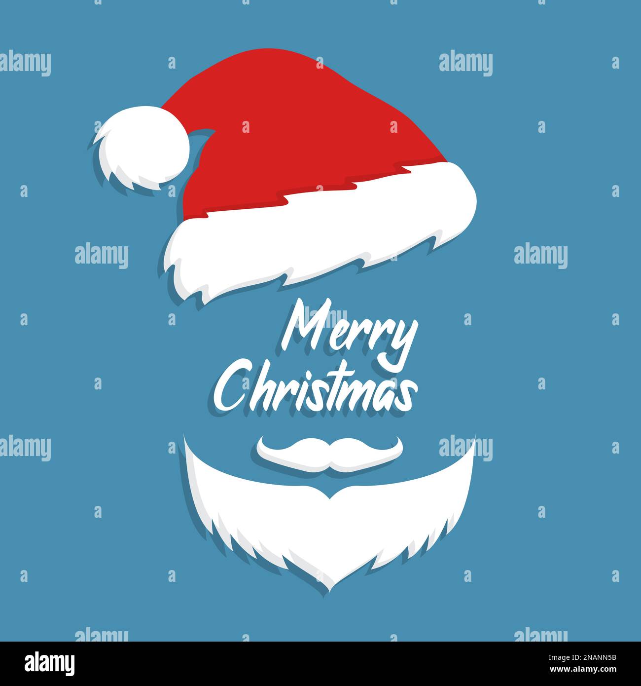 Merry Christmas background. Hat, mustache and beard of Santa Claus ...