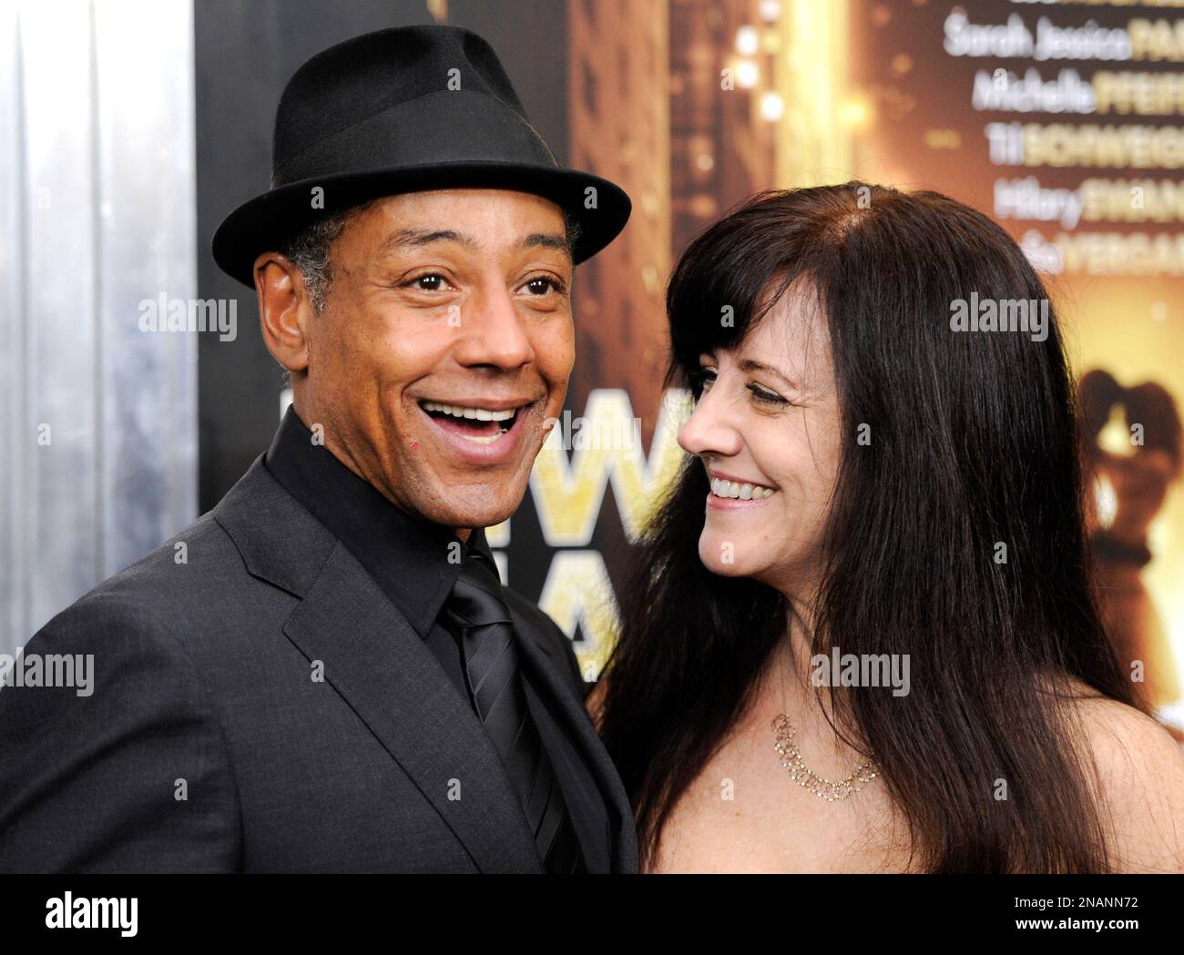 Giancarlo Esposito and Terry Barone attend the premiere of "New Year's ...