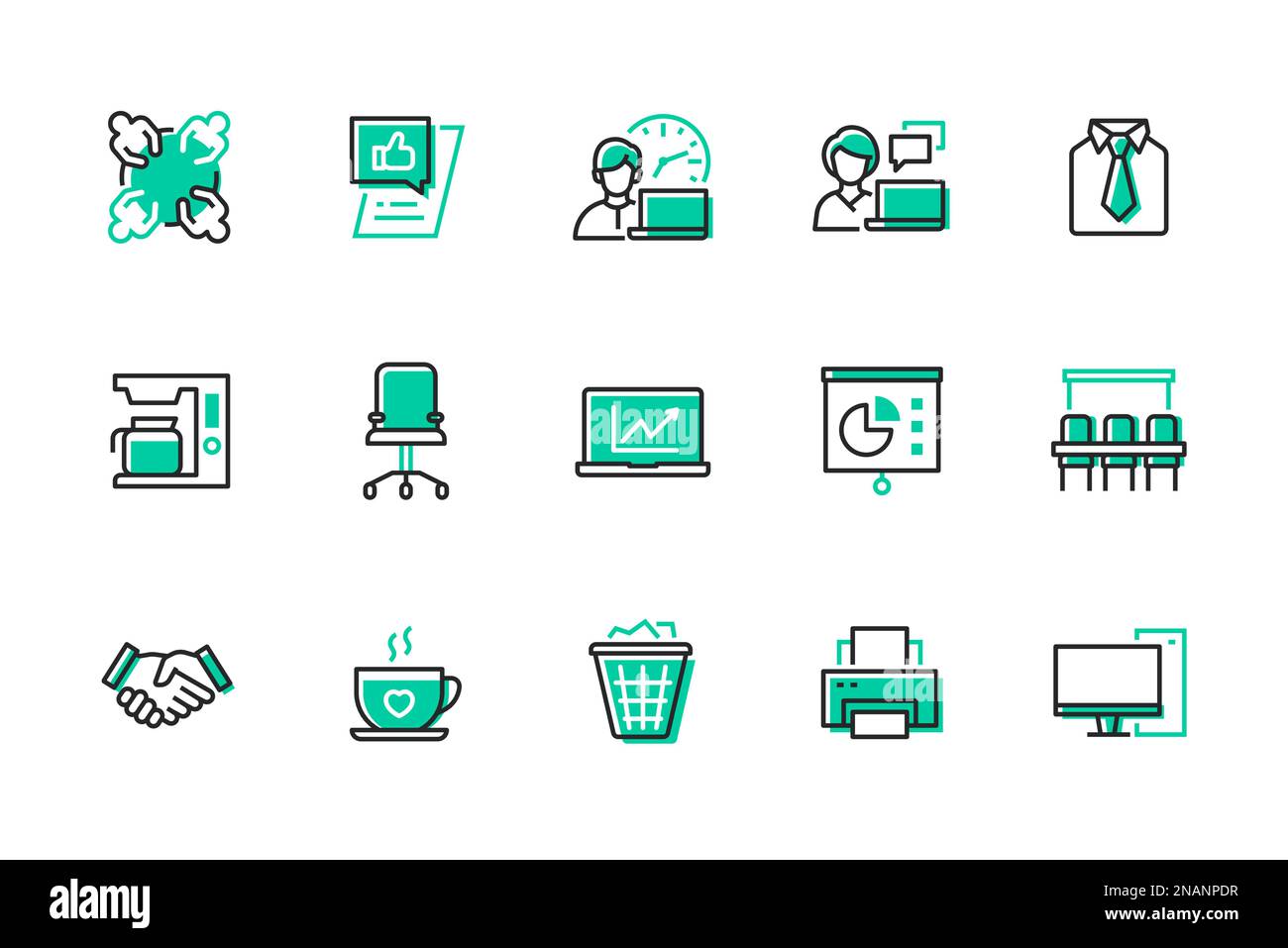 Office work - modern line design style icons set Stock Vector Image ...