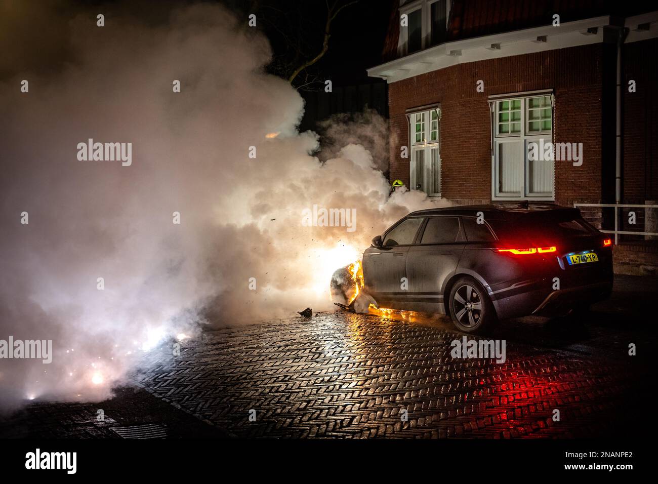 NIJMEGEN, NETHERLANDS - FEBRUARY 13: Car fire in Nijmegen at ...