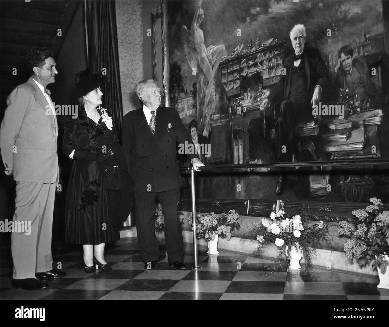 This large mural depicting the life of Inventor Thomas Alva Edison, a ...