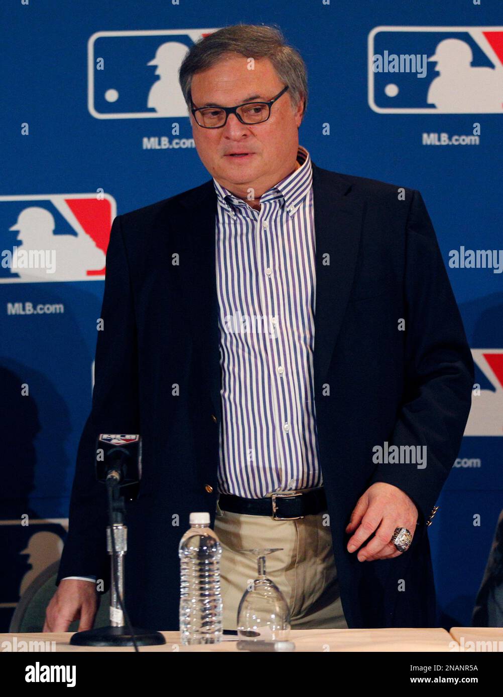 Miami Marlins owner Jeffrey Loria arrives for a news conference at the ...