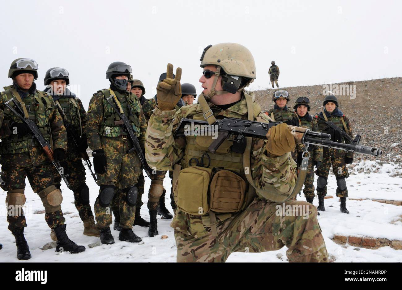 A soldier of the U.S. 3rd special forces group demonstrates his skill ...