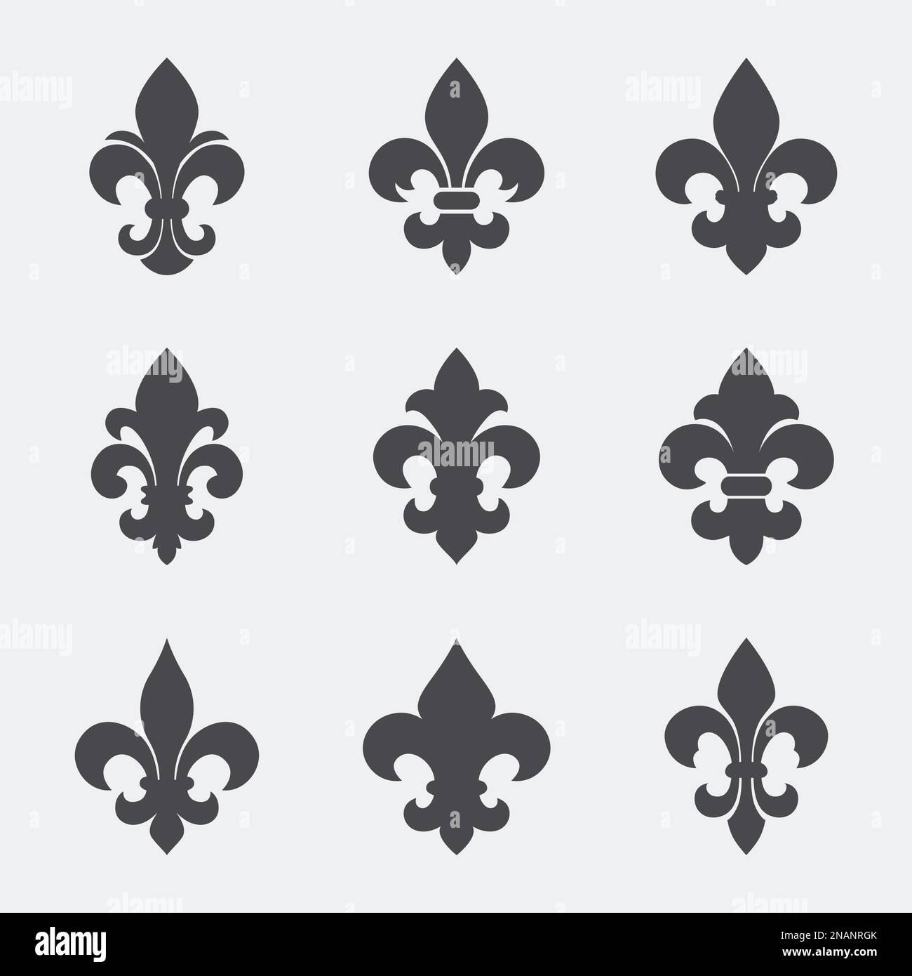 Fleur De Lis Set. Heraldic Lily Icon Collection, Vector Illustration ...