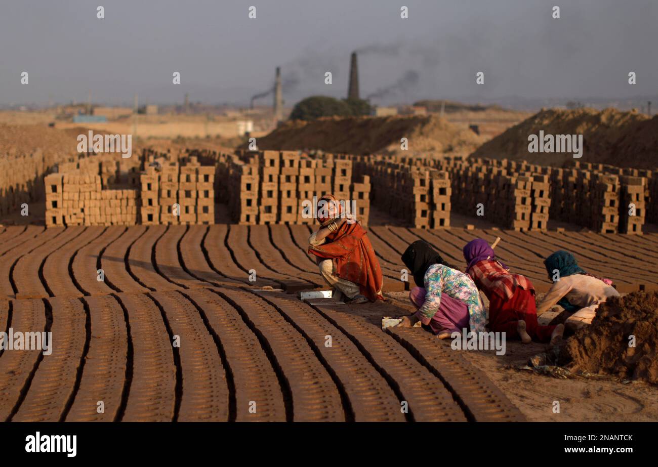Pakistani girls work in a brick factory on the outskirts of Islamabad ...