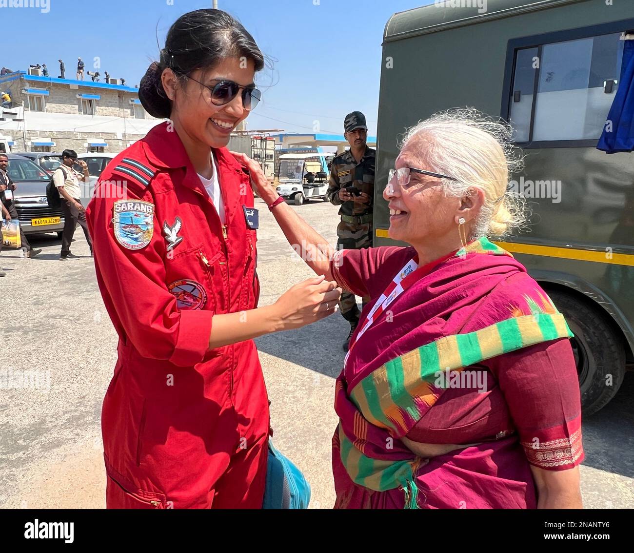 Bengaluru, India. 13th February 2023, an old woman congratulating a ...