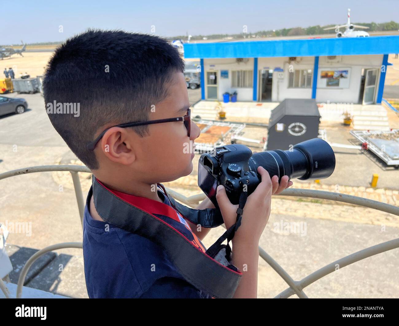 Bengaluru, India. 13th February 2023, A boy is getting ready for the ...