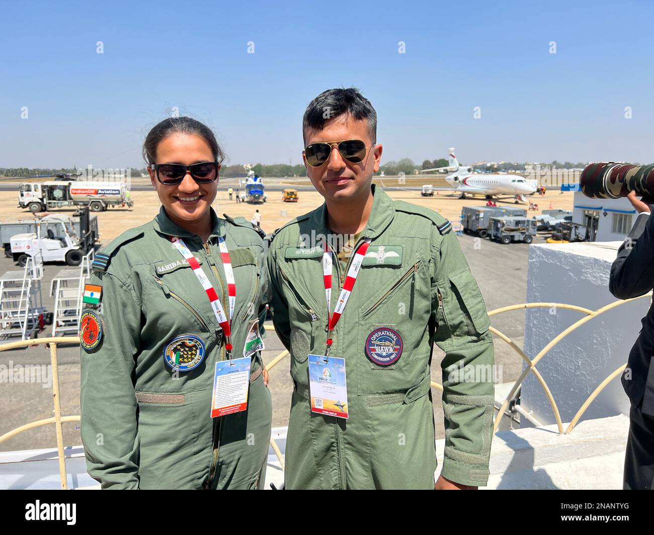 Bengaluru, India. 13th February 2023, Flying Officers pose in front of ...