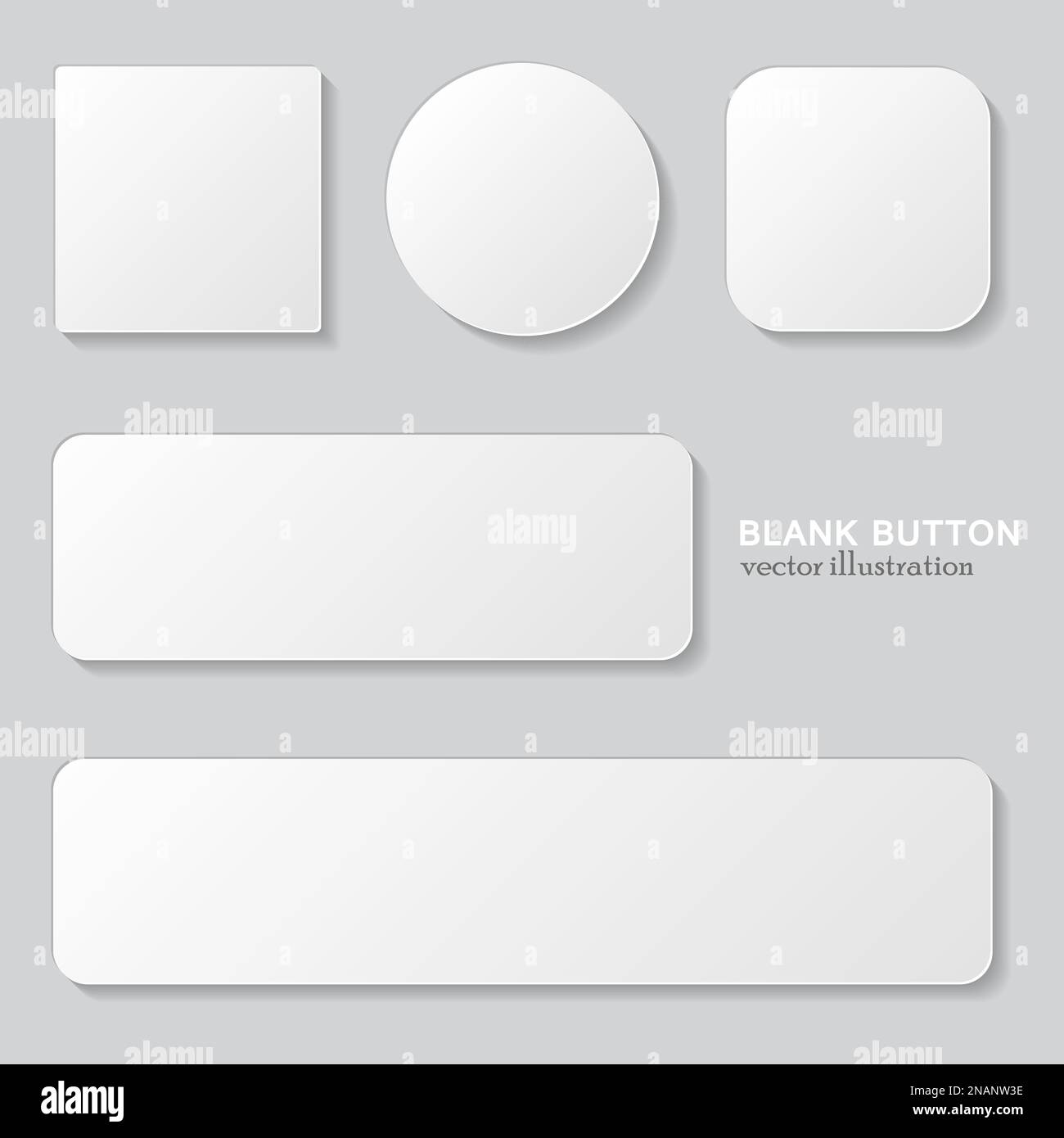 Set of white blank button. Round, square rounded buttons Stock Vector ...