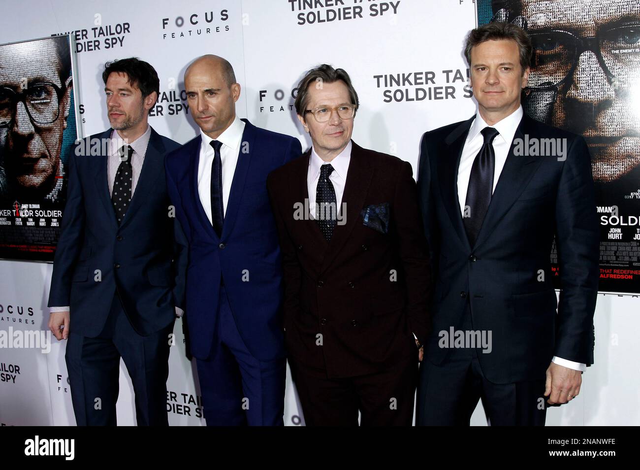 From left, screenwriter Peter Straughan, cast members Mark Strong, Gary ...