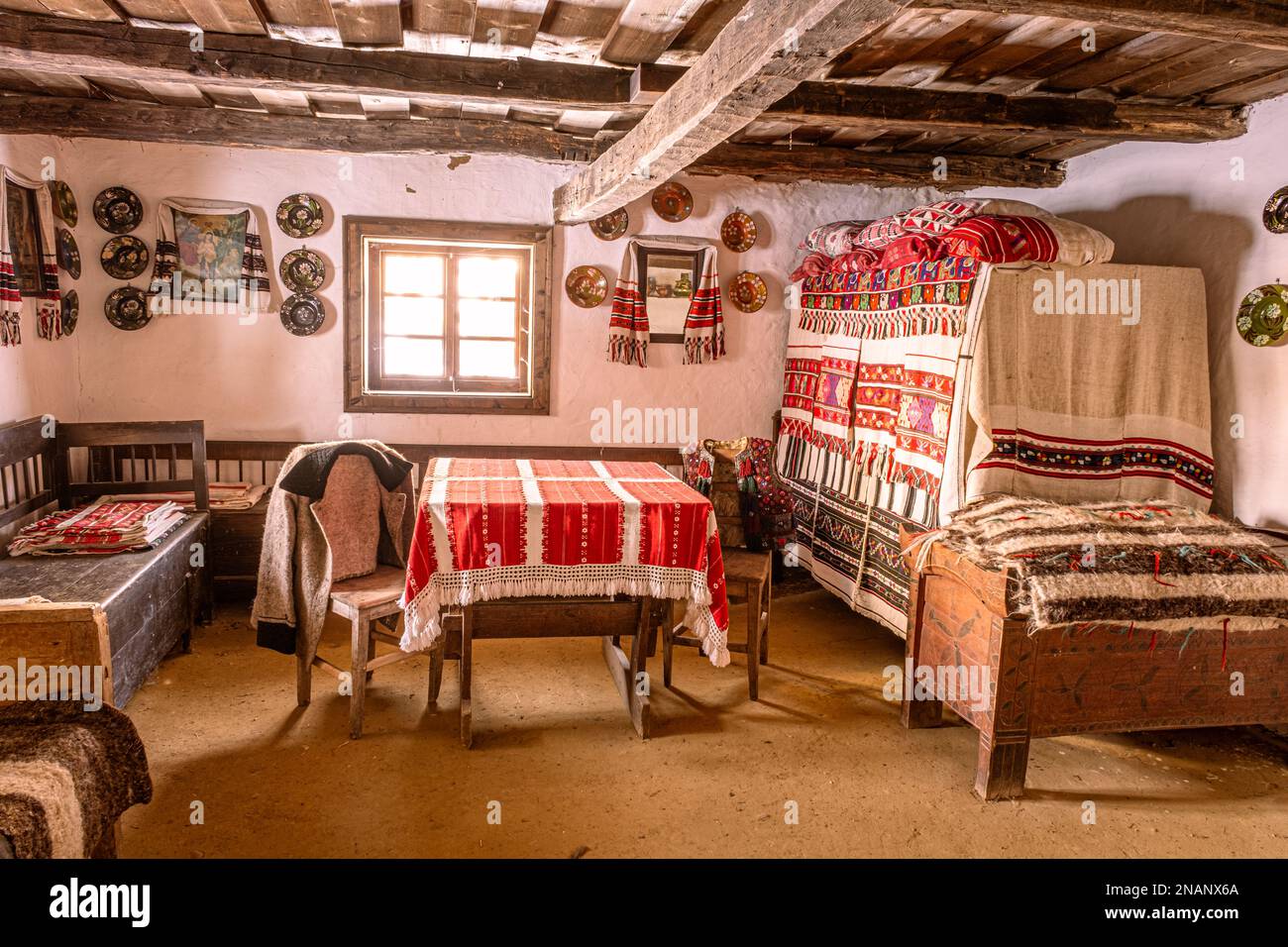 Sibiu, Romania - February 11, 2023. Traditional Romanian folk house ...