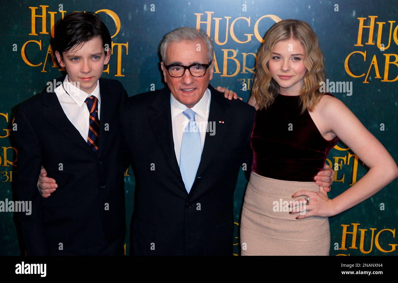 Asa Butterfield, Martin Scorsese and Chloe Moretz, from left to right ...
