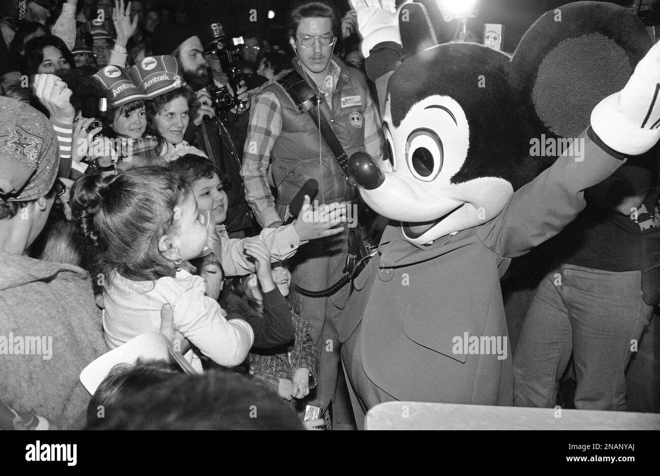 Mickey Mouse greets fans in Chicago on Nov. 15, 1978, as his cross ...