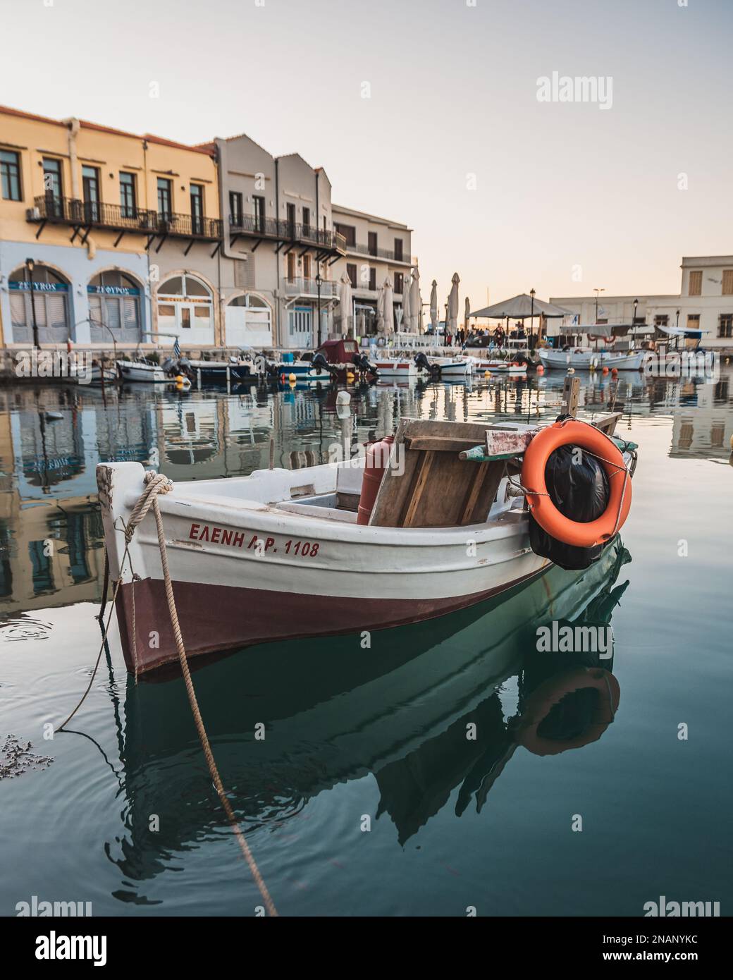 A boat in the old port of Rethymno, Crete Stock Photo - Alamy