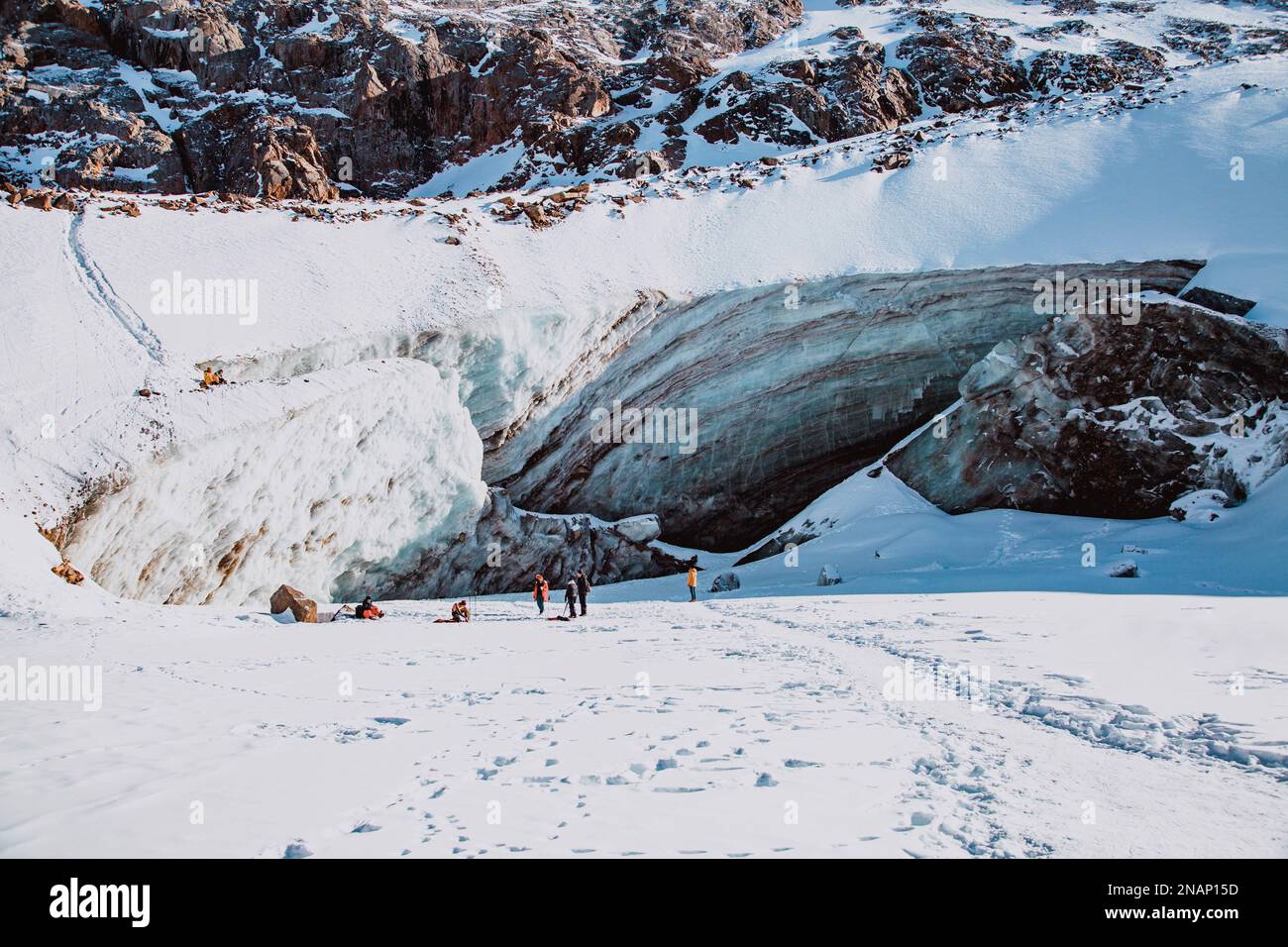 Beautiful ice cave in glacier. Winter mountain landscape Stock Photo ...