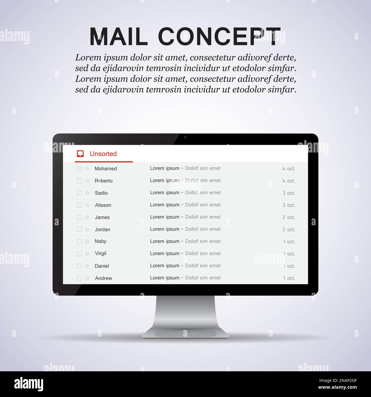 Computer monitor with email blank template internet. Interface for ...