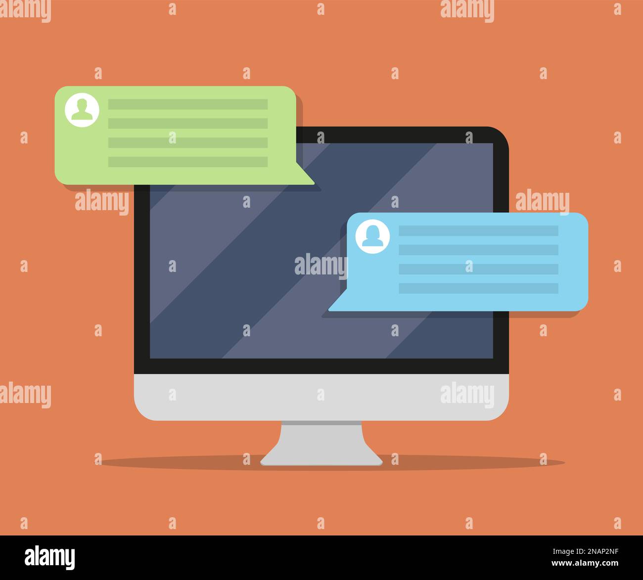 Computer monitor with chat message in a flat design Stock Vector Image ...