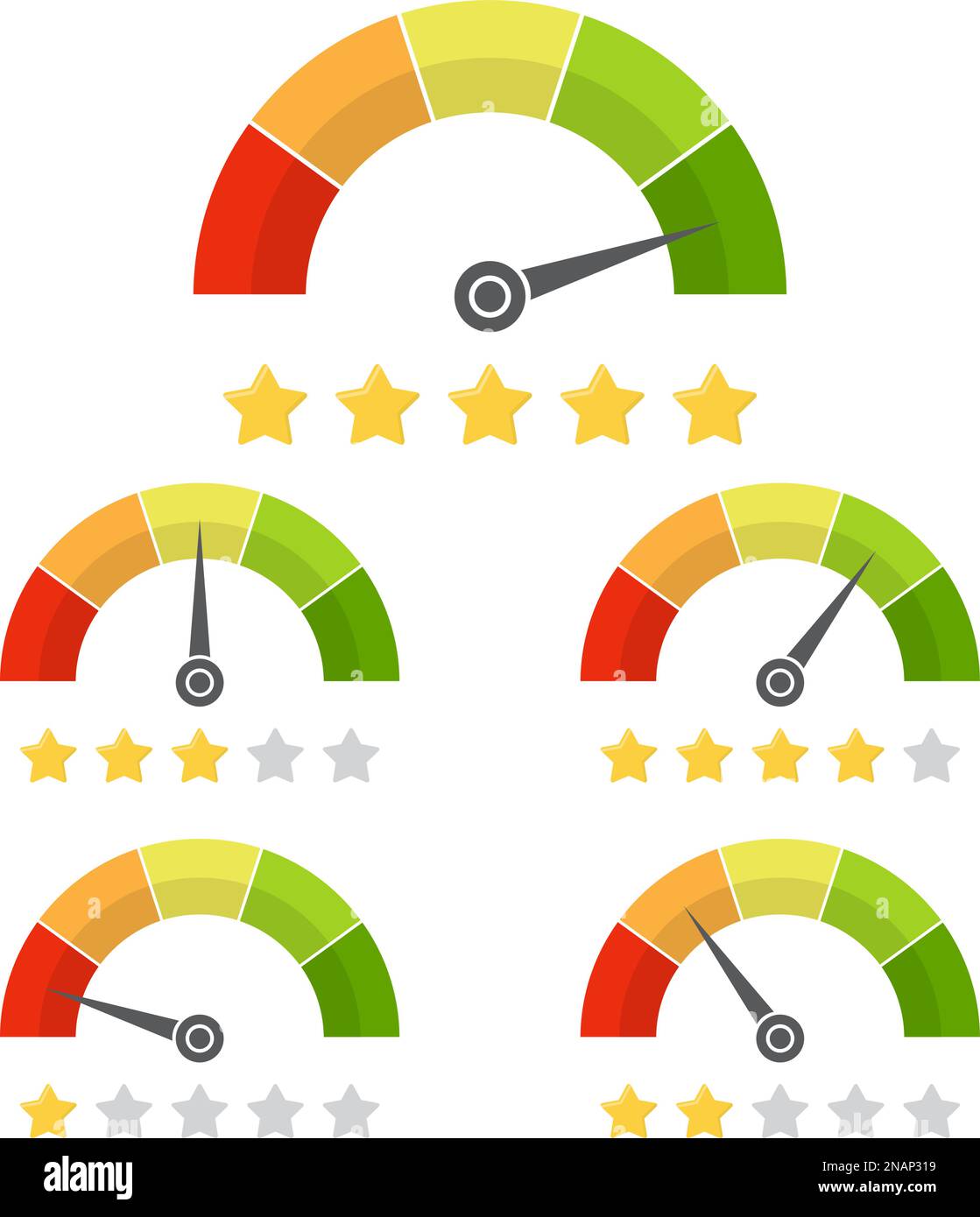 Set Of Customer Satisfaction Meter With Star Rating Vector Illustration Stock Vector Image