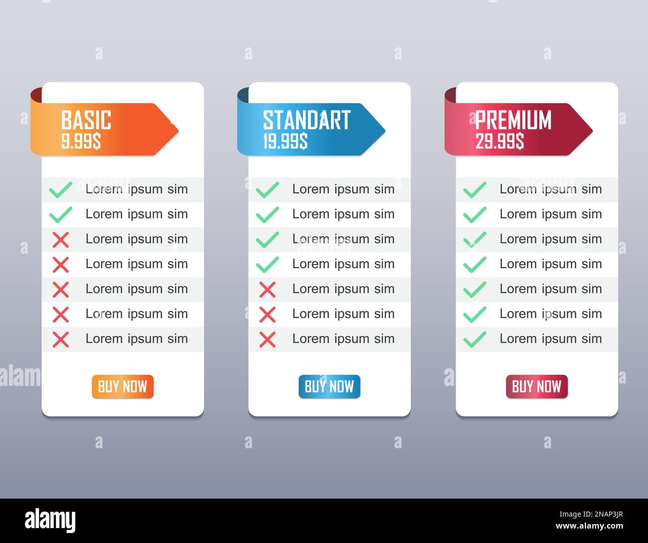 Price list, hosting plans and web boxes banners design Stock Vector ...