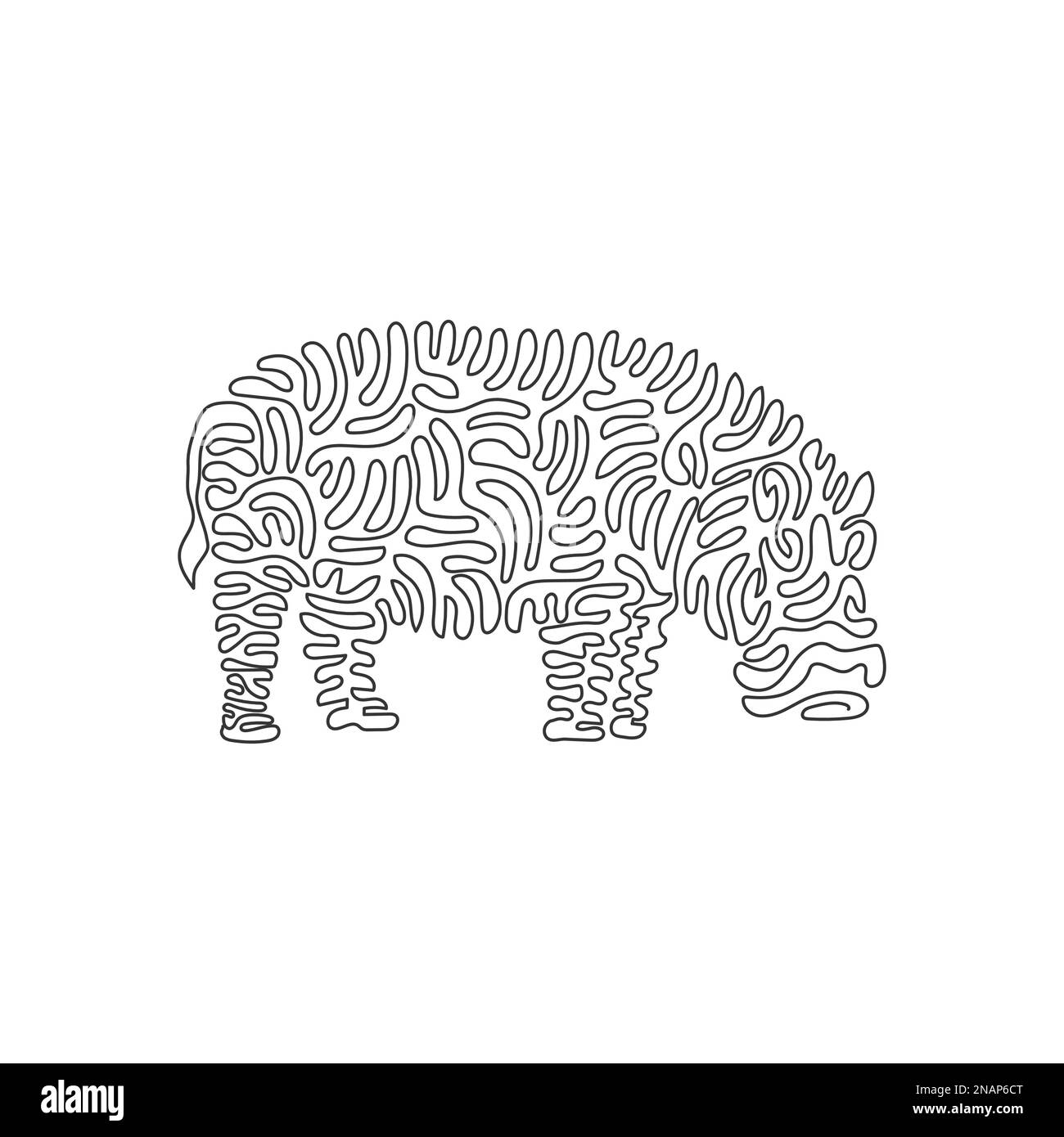 Continuous curve one line drawings of Hippopotamuses have small legs ...