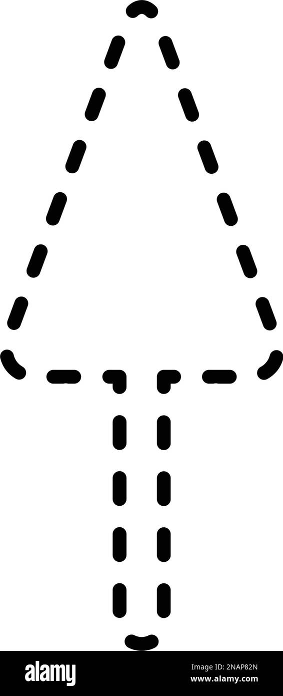 Tracing lines dotted tree outline shape for preschool and kindergarten ...