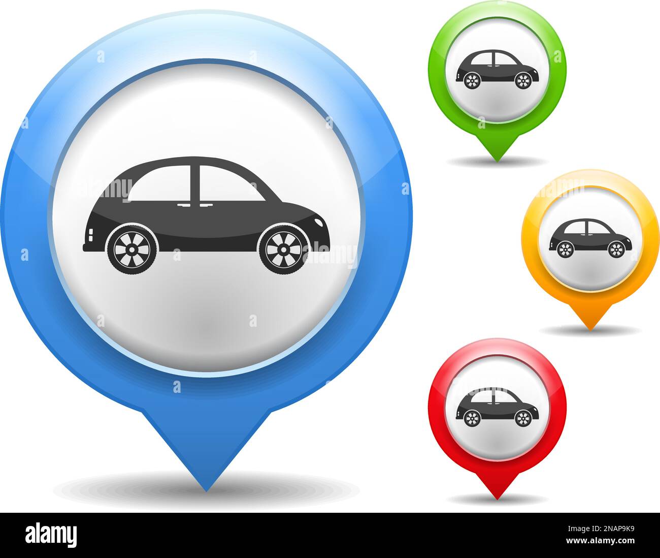Map marker with icon of a retro car, vector eps10 illustration Stock ...