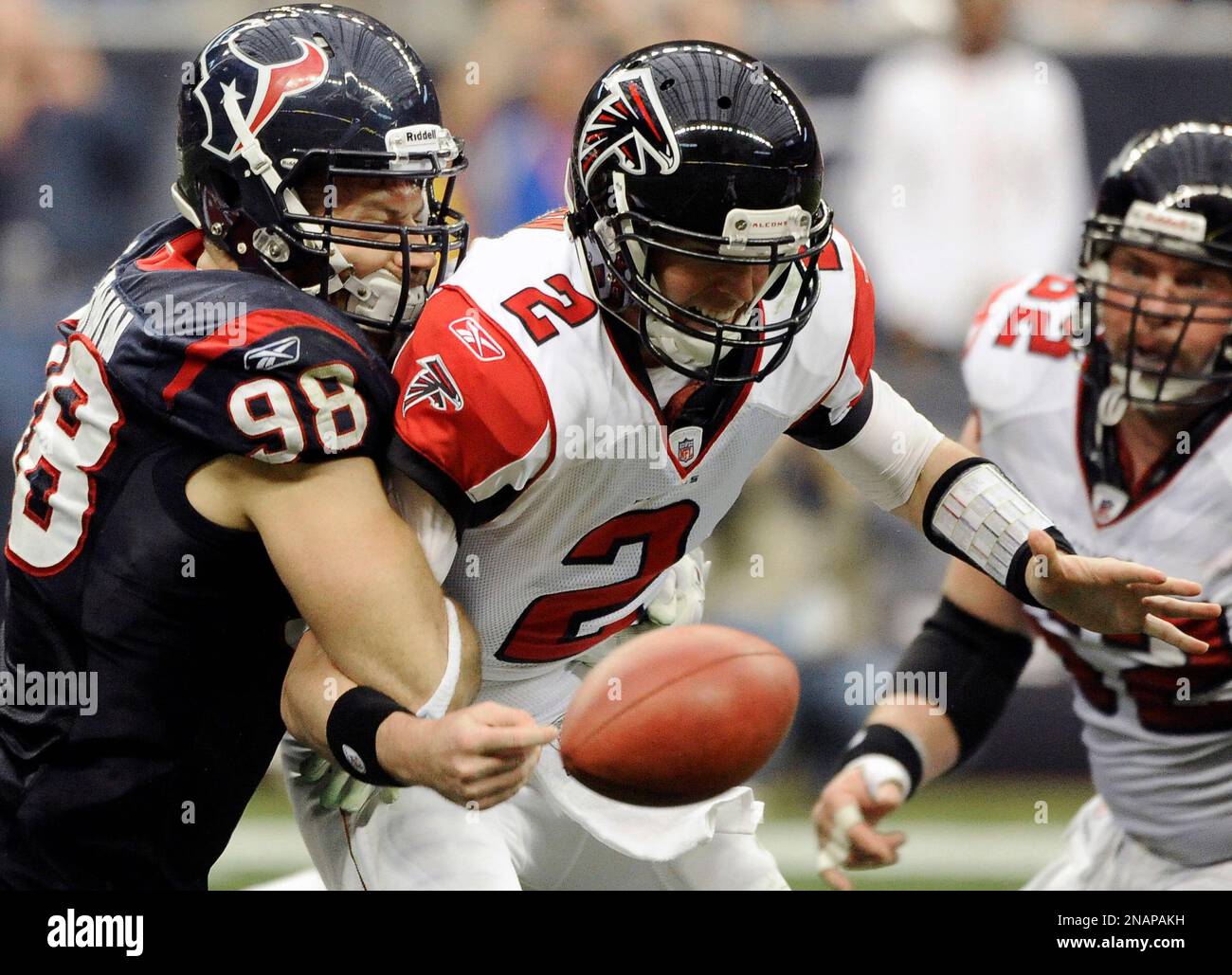 Houston Texans outside linebacker Connor Barwin (98) forces a fumble on ...