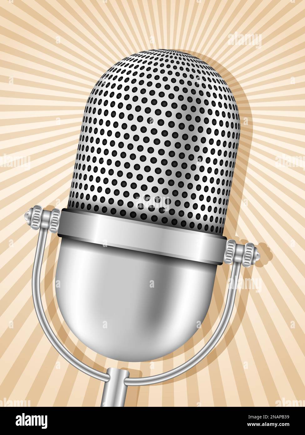 Close-up of retro microphone on brown vintage background, vector eps10 ...
