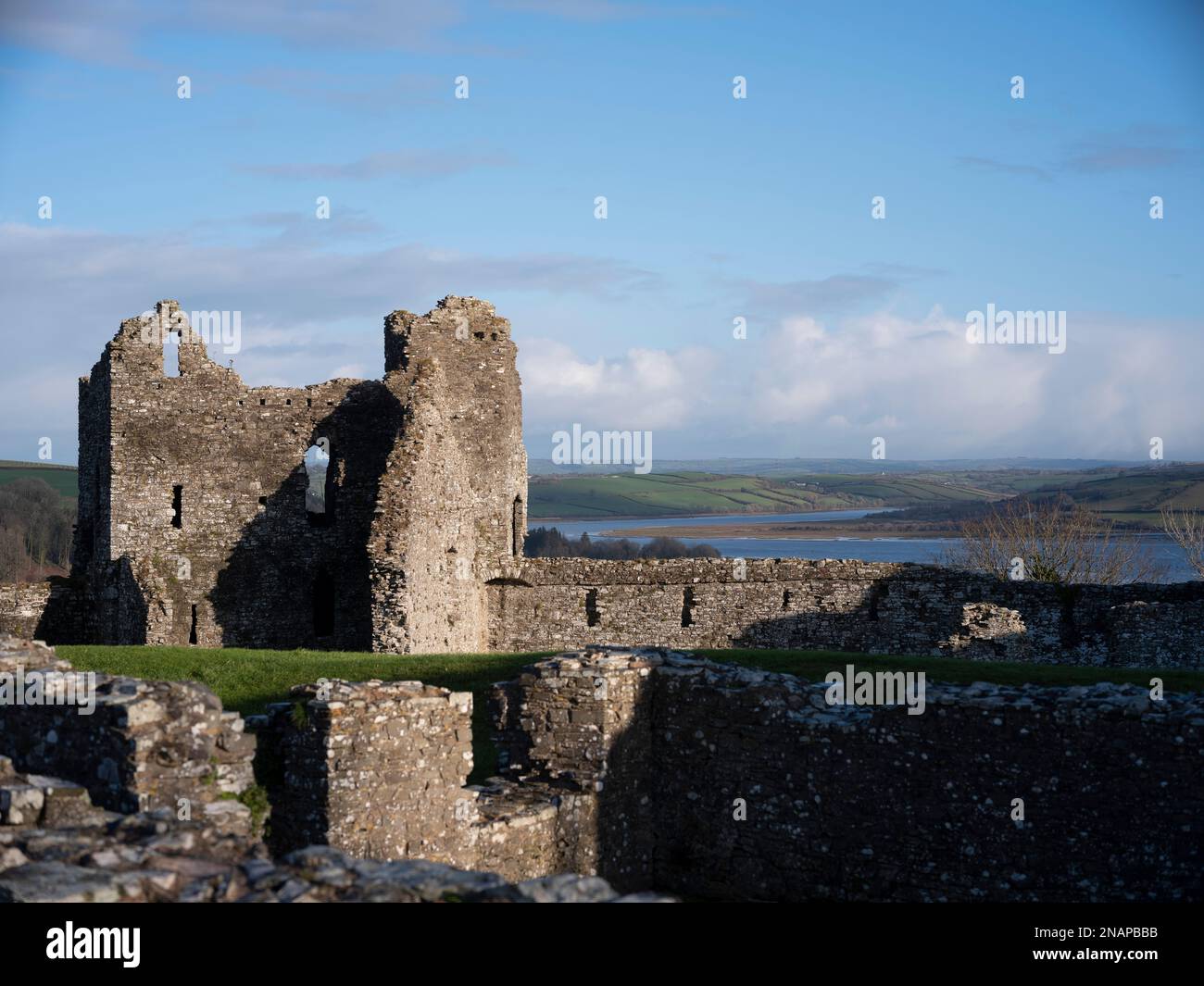 General view of the interior of Llansteffan Castle in Carmarthenshire ...