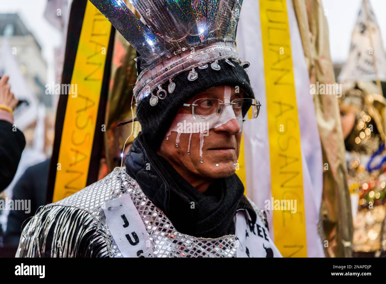 Supporters of WikiLeaks founder Julian Assange hold a 'Night Carnaval ...