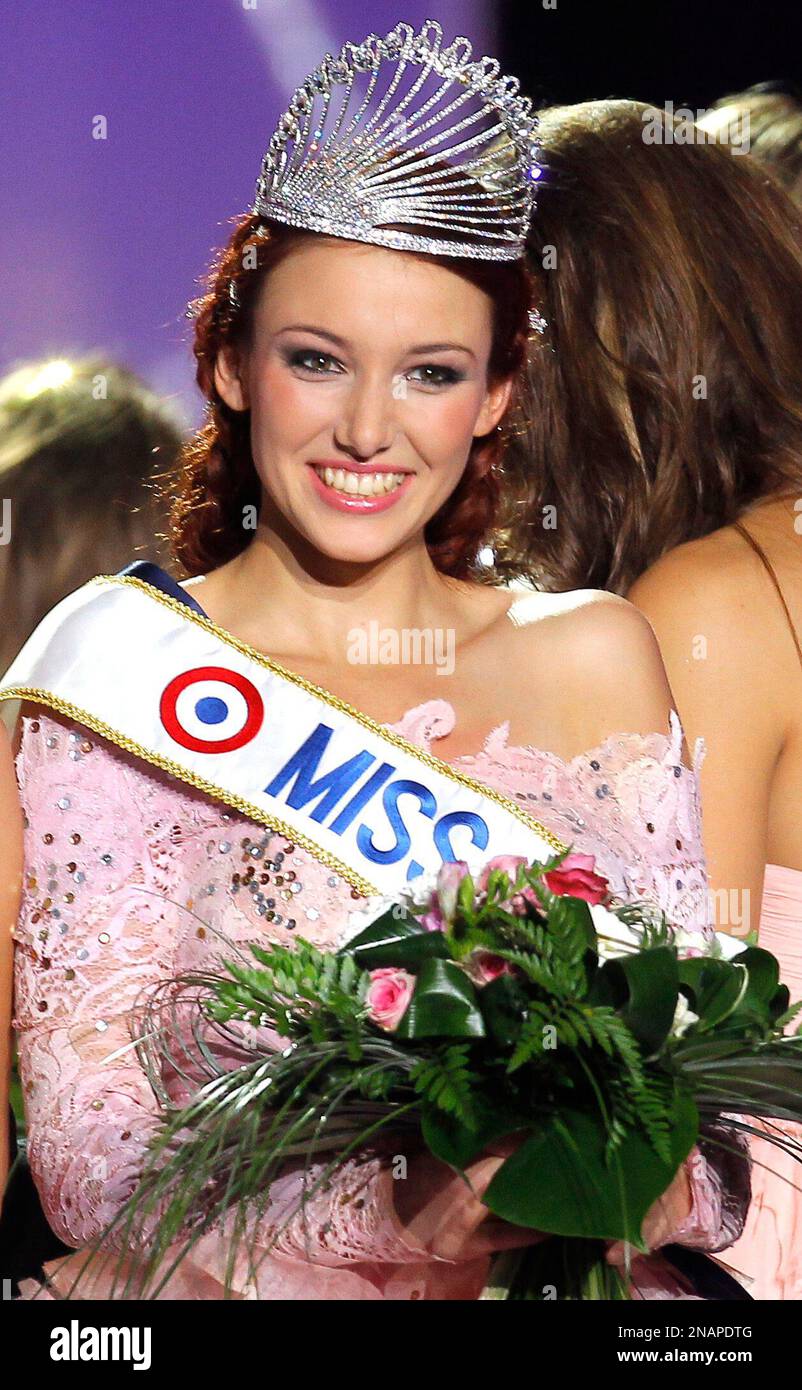 The Miss Alsace region Delphine Wespiser, 19, smiles as she is crowned ...