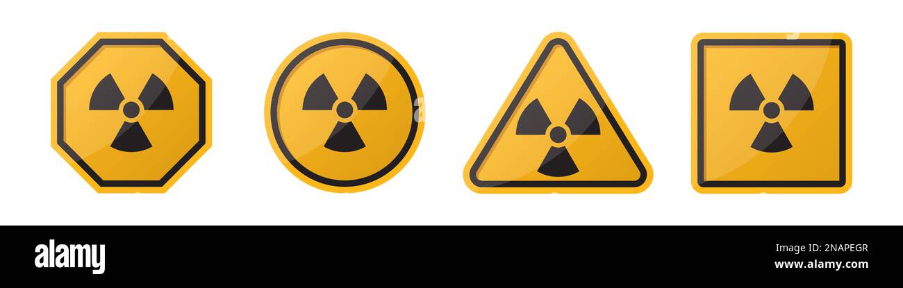 Set of caution radiation sign in different shapes in orange Stock ...