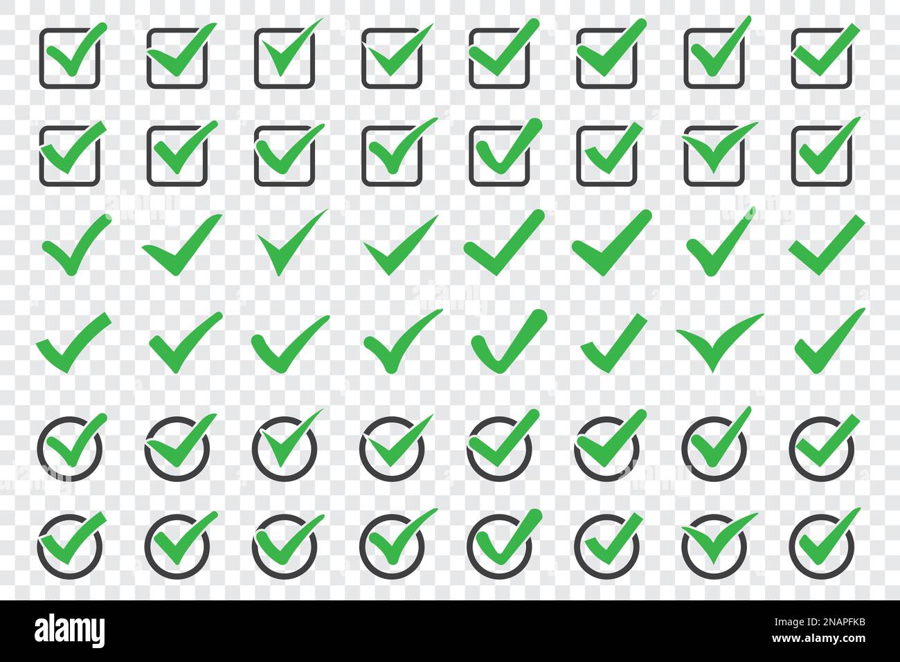 Set of check mark icon on a transparent background Stock Vector Image ...