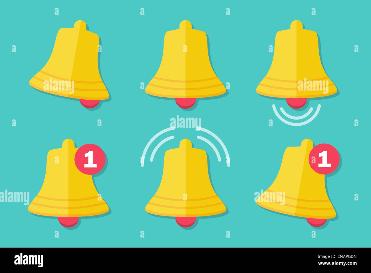 Set of notification bell icons in a flat design Stock Vector Image ...
