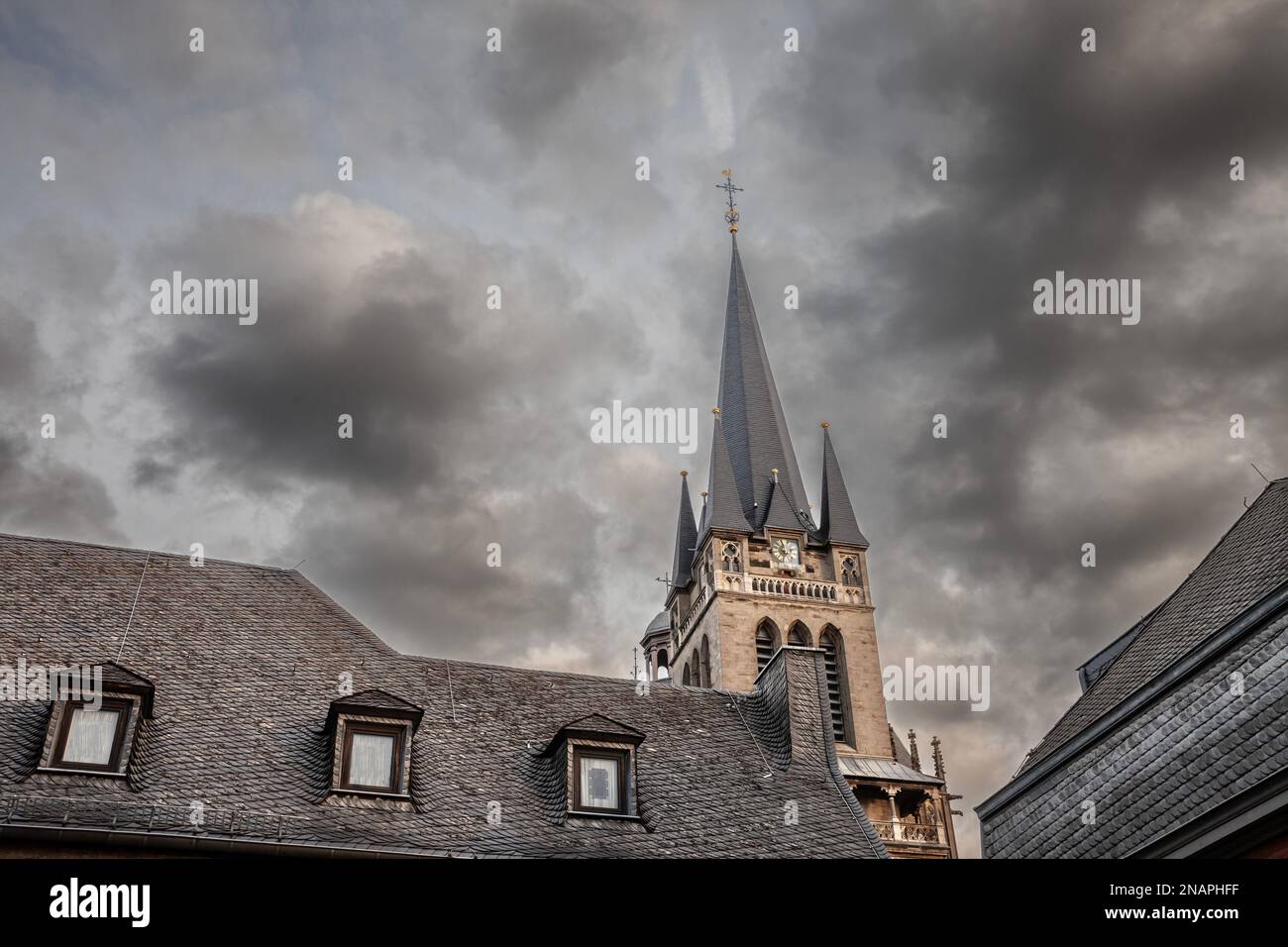 Picture of the Aachen cathedral seen from domhof square the afternoon ...