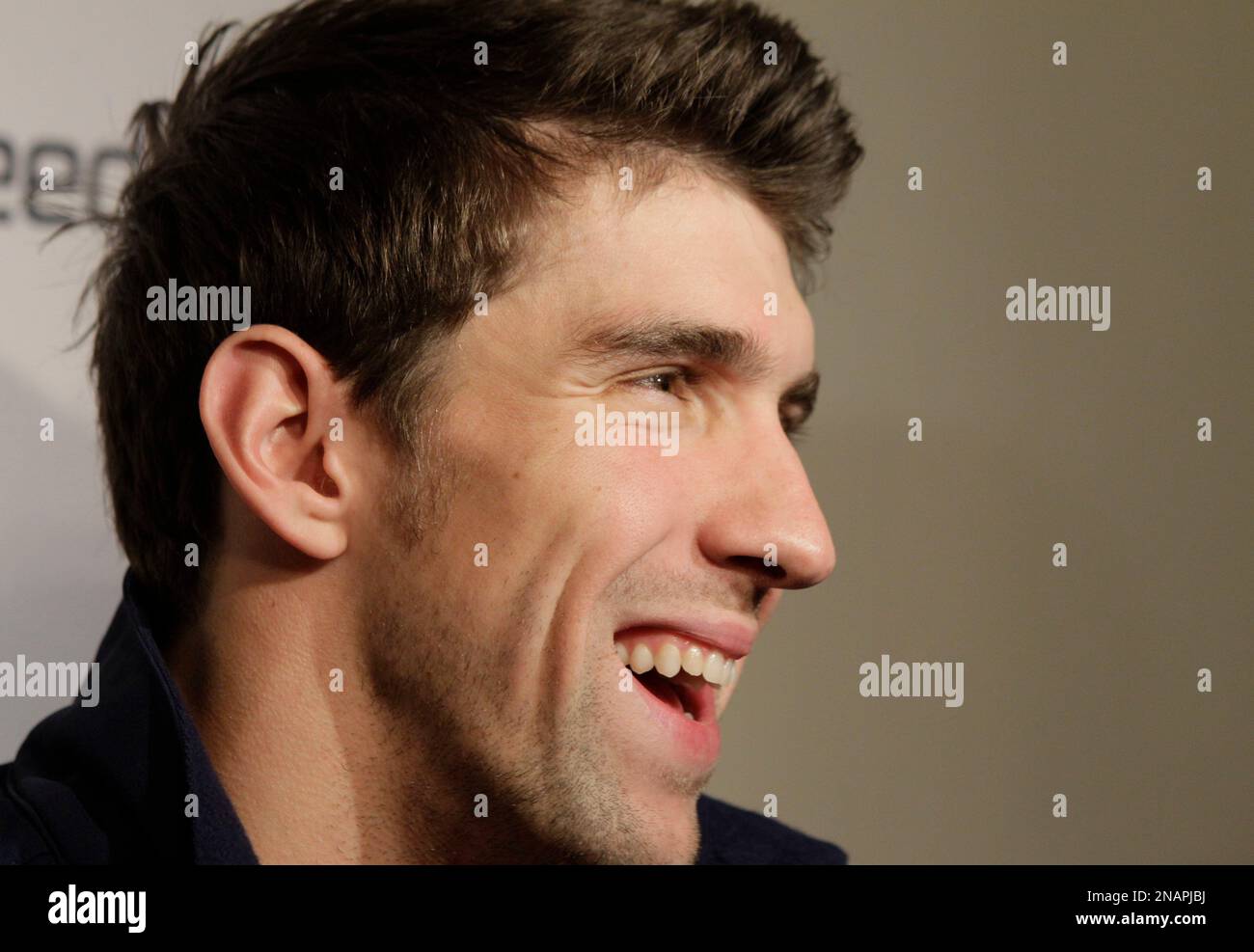 Sixteen Time Olympic Medalist Michael Phelps Smiles During A Press Conference Debuting Speedos