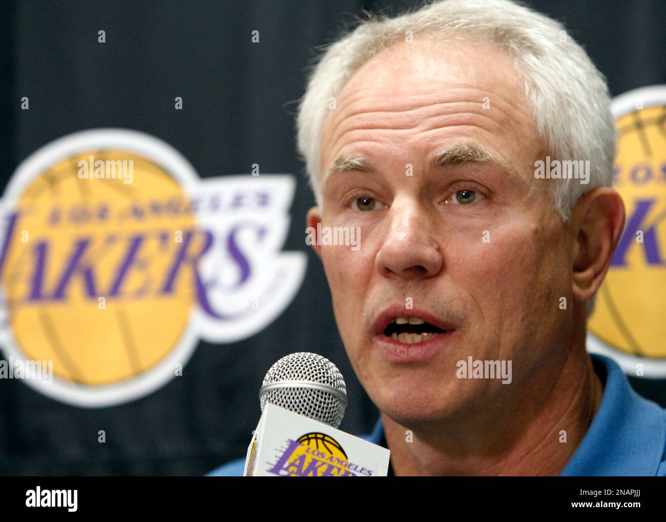 Los Angeles Lakers general manager Mitch Kupchak talks to reporters ...