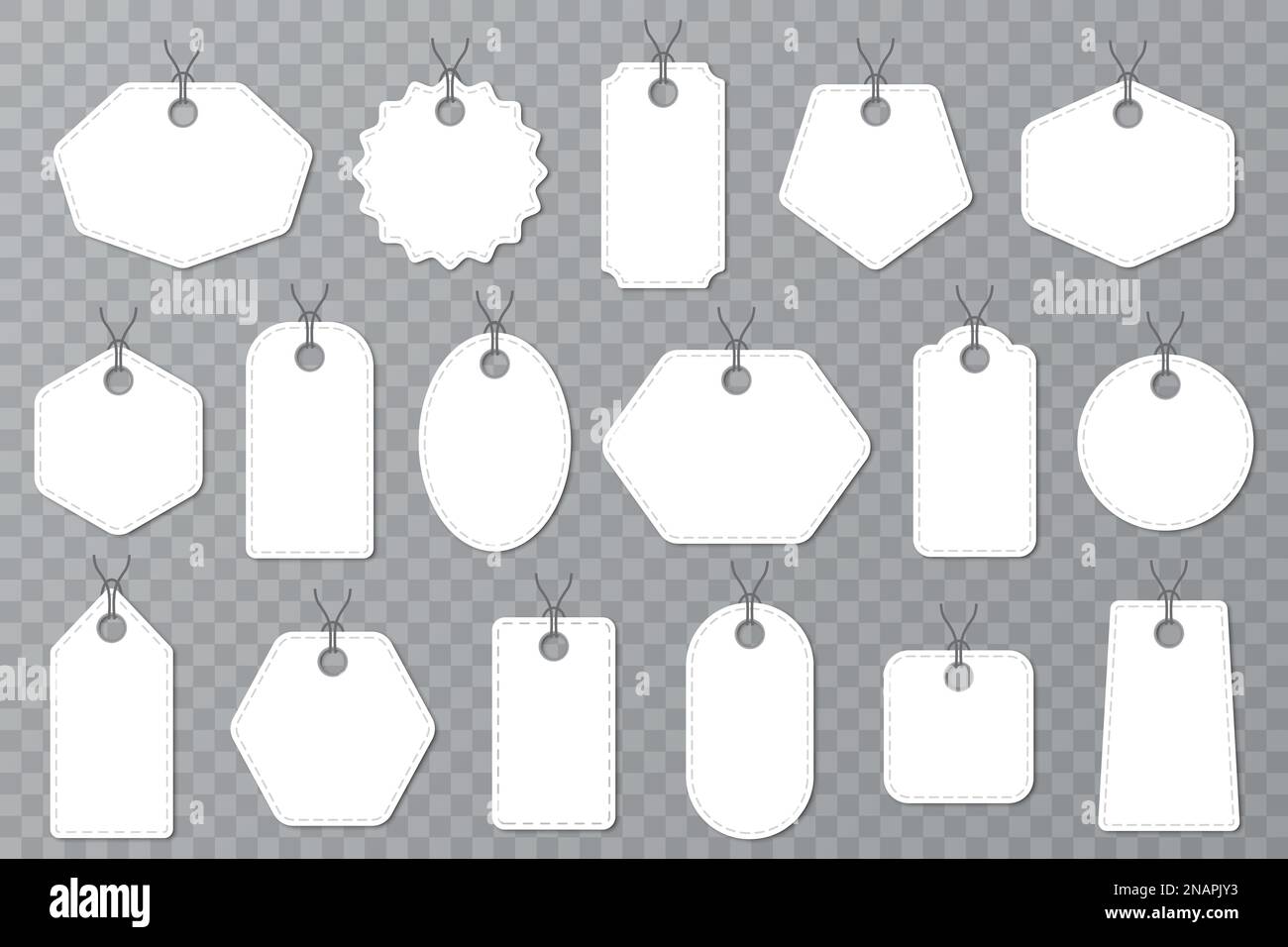 Set of white blank tag labels mockup. Template of tag labels Stock ...