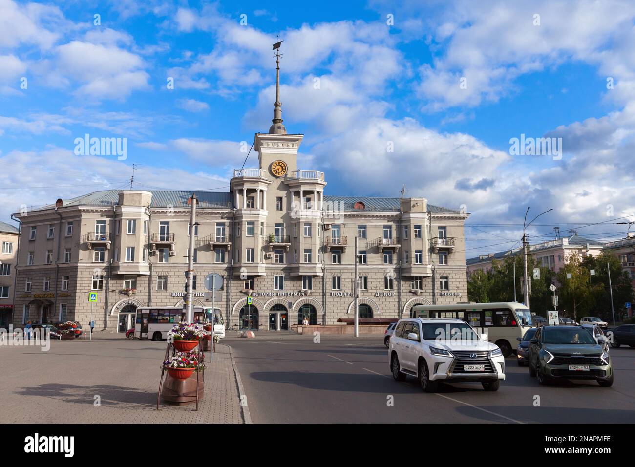 Barnaul, Russia - August 17, 2022: Street view of Barnaul, Lenin avenue ...