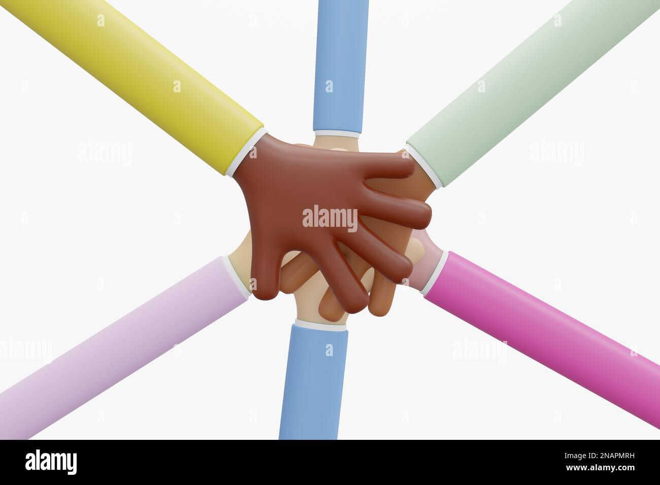 Cartoons Hands, Diversity Concept of different skin colour working ...