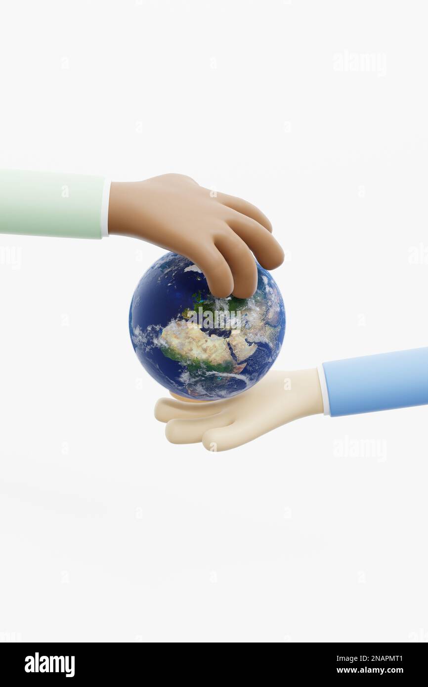 Cartoons Hands, Diversity Concept of different skin colour working ...