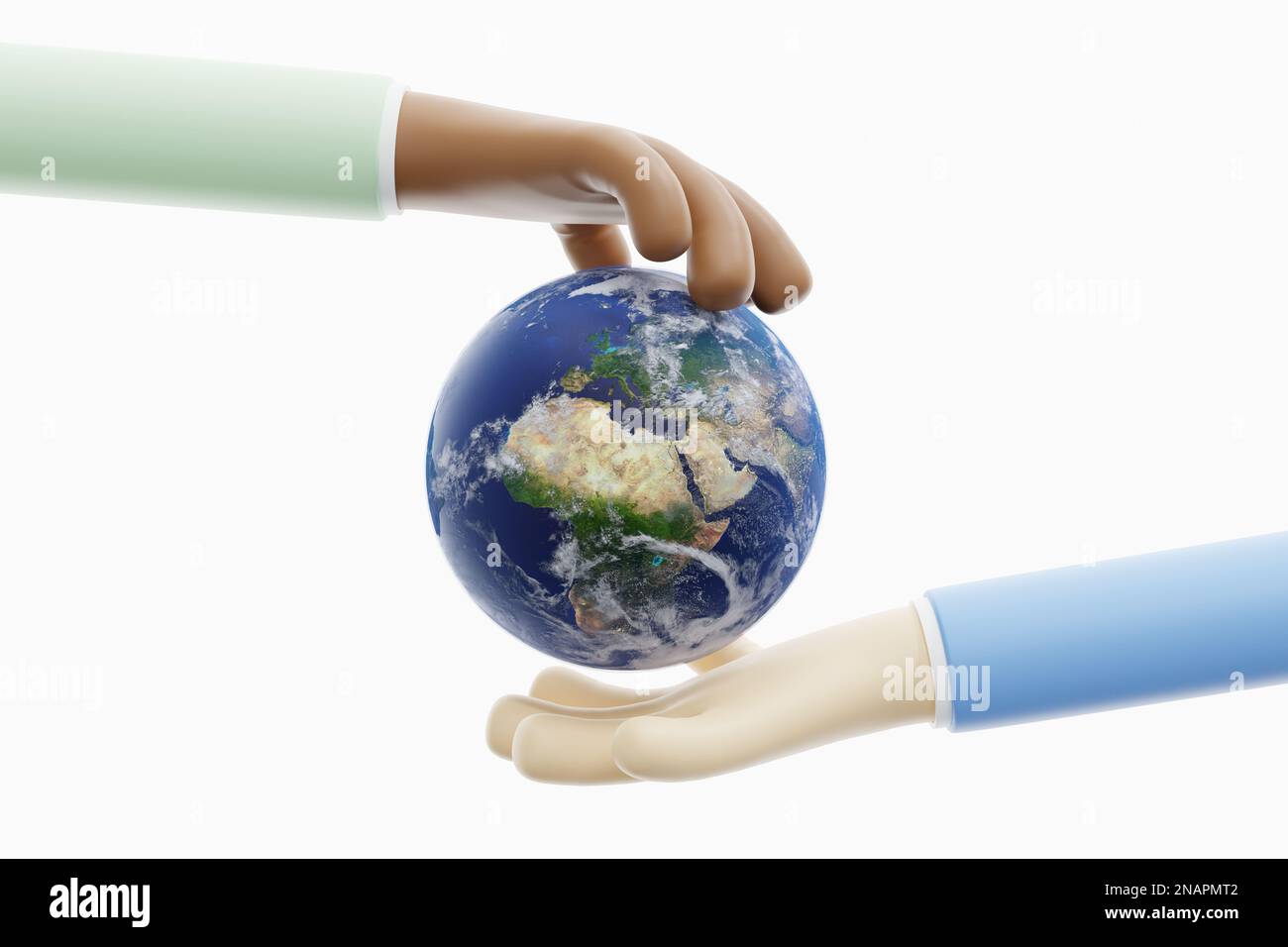 Cartoons Hands, Diversity Concept of different skin colour working ...