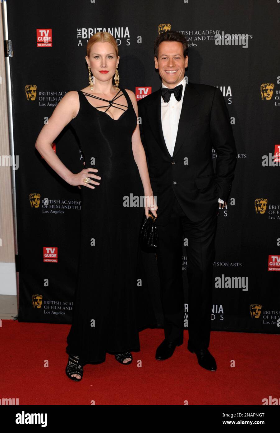 Actor Ioan Gruffudd, right, and his wife, actress Alice Evans arrive at ...